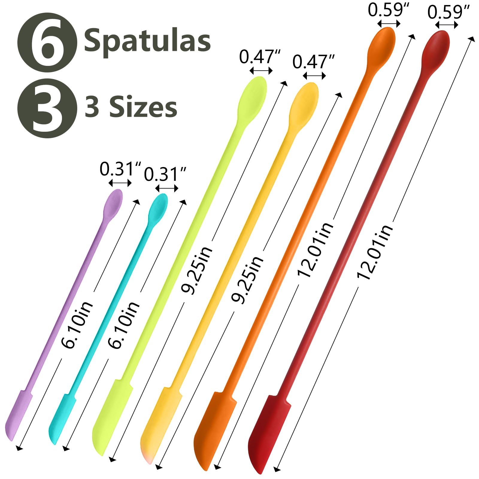 DUFEIMOY Colorful 6 Pcs Mini Spatula Silicone Spatula Set, Makeup Spatula Tiny Spatulas for Cosmetics, Small Spatula Beauty Spatula, Rubber Spatula Thin Jar Spatula Food Scraper for Kitchen Use