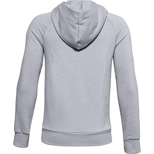 Under Armour Boys Rival Fleece Hoodie , Mod Gray Light Heather (011)/Onyx White , Youth Large