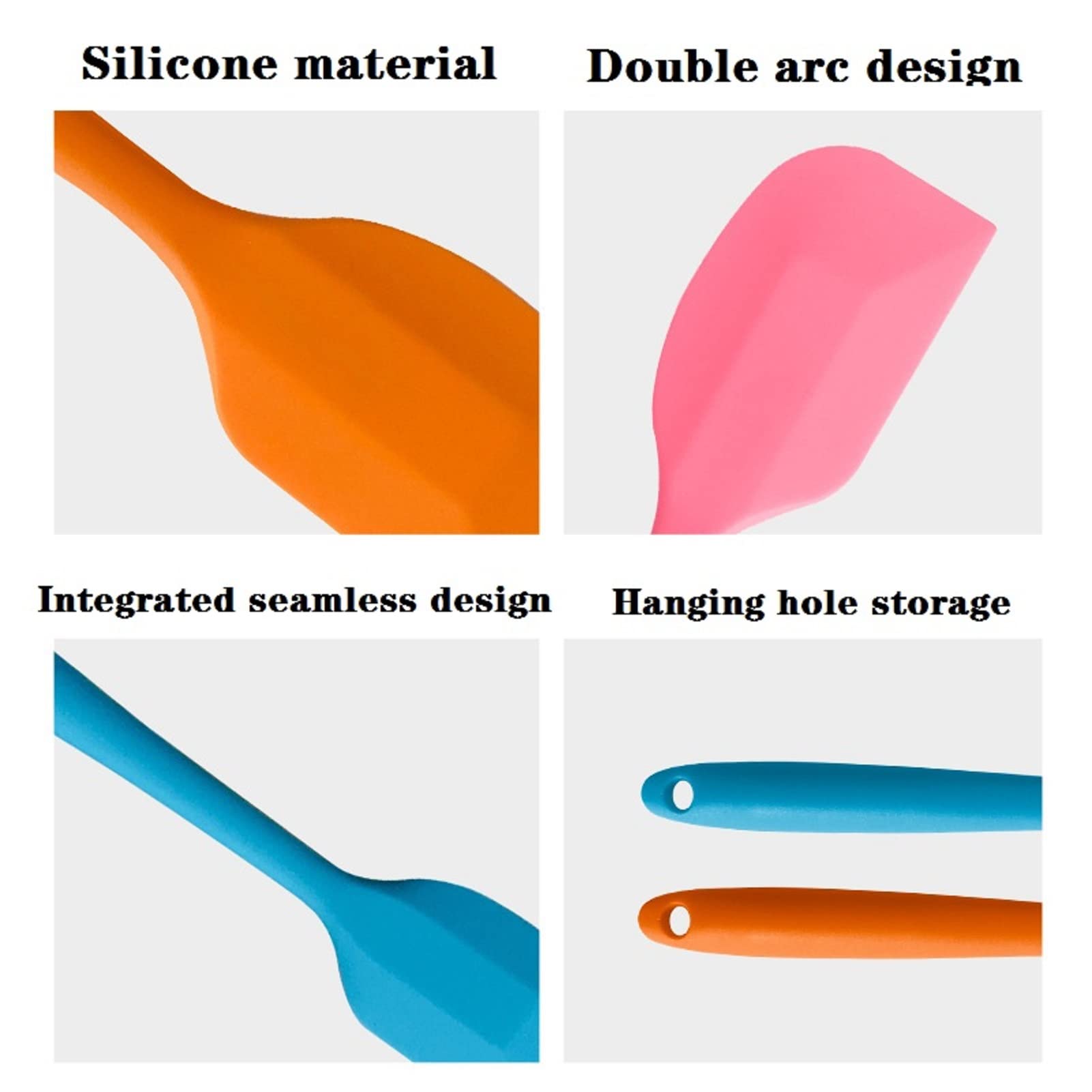 Silicone Spatula,11 inch Non-stick Spatulas with Stainless Steel Core,Heat Resistant, Food Grade Silicone, One Piece Design,Dishwasher Safe, for Mixing,Cooking,Baking (7pcs)