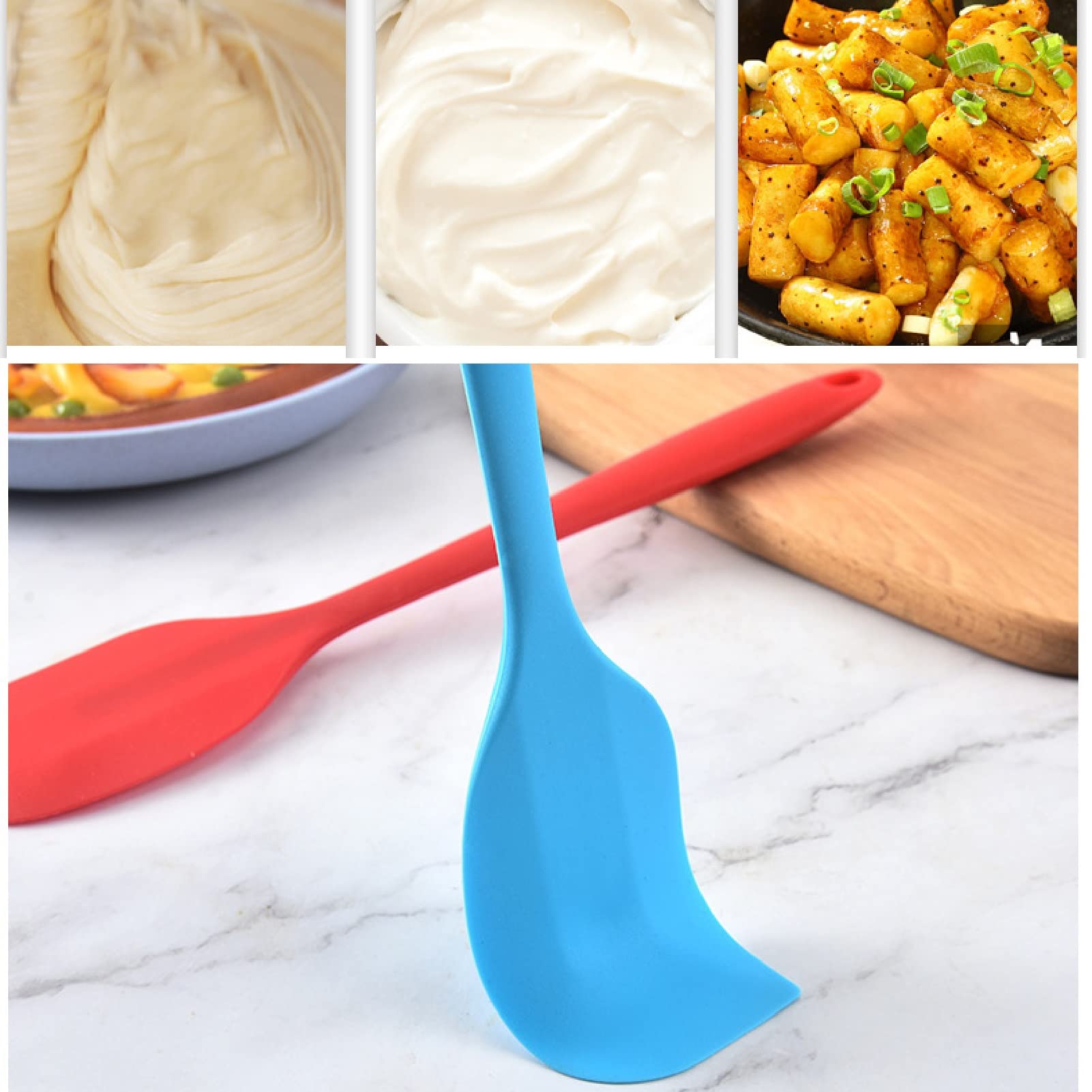 Silicone Spatula,11 inch Non-stick Spatulas with Stainless Steel Core,Heat Resistant, Food Grade Silicone, One Piece Design,Dishwasher Safe, for Mixing,Cooking,Baking (7pcs)