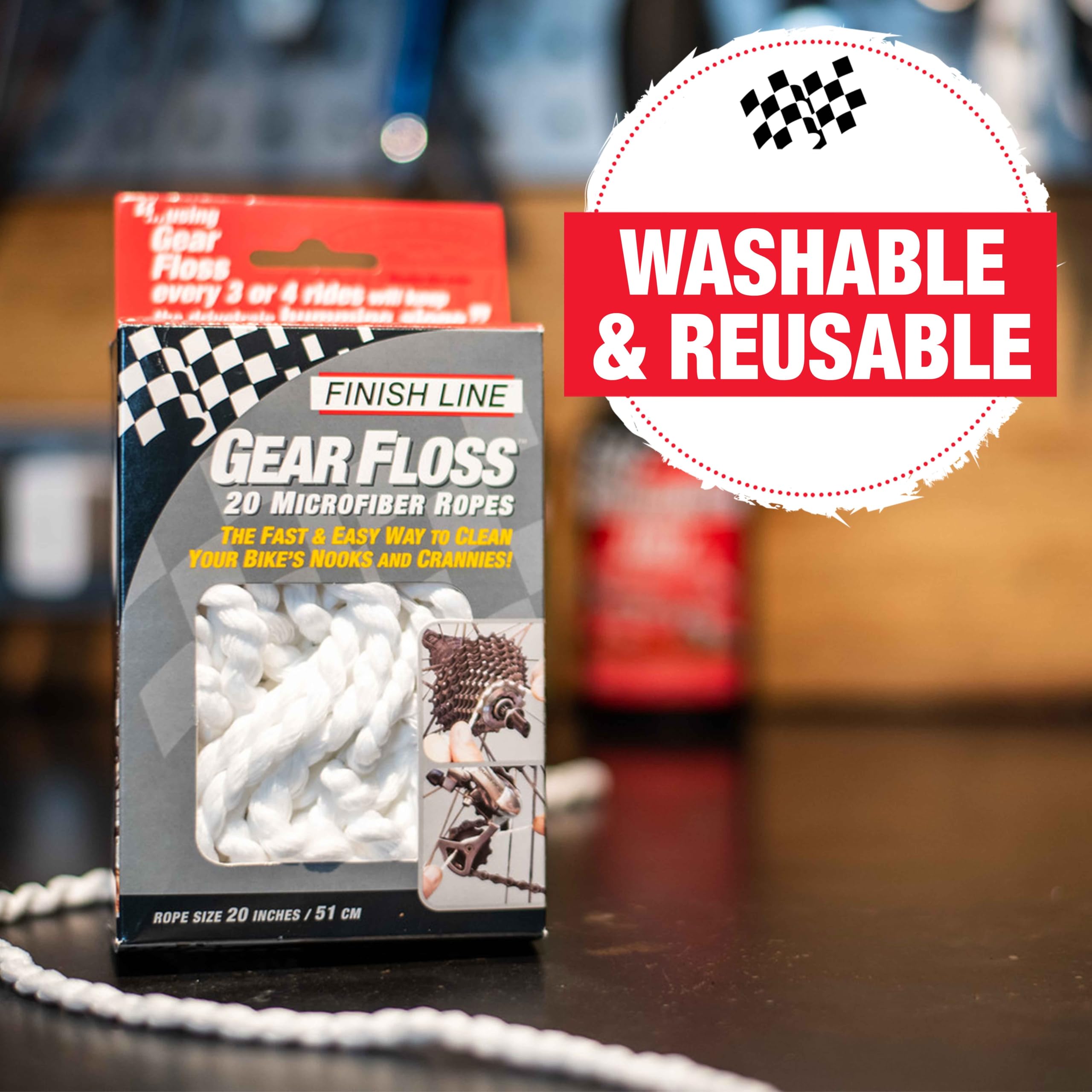 Finish Line Gear Floss Microfiber Cleaning Rope (Pack of 20 microfiber ropes)
