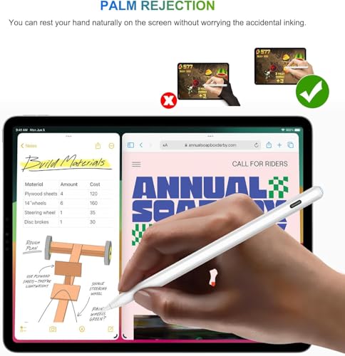 Pencil 2nd Generation Magnetic Wireless Charging: HATOKU Stylus Pen for iPad with Tilt Sensitvity Palm Rejection for iPad Air 3 4 5th M2 - iPad Mini 5 6th - iPad 6 7 8 9 10 Gen - iPad Pro 11 12.9 M4