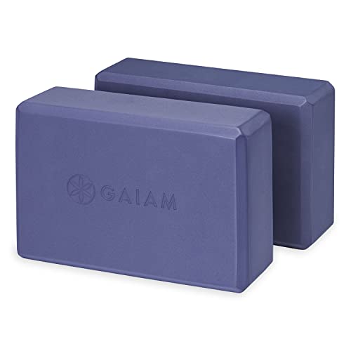 Gaiam Beginner's Yoga Starter Kit Set (Yoga Mat, Yoga Blocks, Yoga Strap) - Light 4mm Thick Printed Non-Slip Exercise Mat for Everyday Yoga - Includes 6ft Yoga Strap & 2 Yoga Bricks - Purple Marrakesh