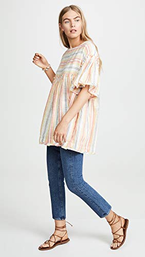 Free People Women's Summer Nights Dress, Sunray Combo, Yellow, Stripe, Medium