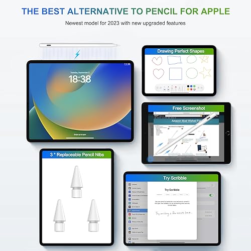 Pencil 2nd Generation Magnetic Wireless Charging: HATOKU Stylus Pen for iPad with Tilt Sensitvity Palm Rejection for iPad Air 3 4 5th M2 - iPad Mini 5 6th - iPad 6 7 8 9 10 Gen - iPad Pro 11 12.9 M4