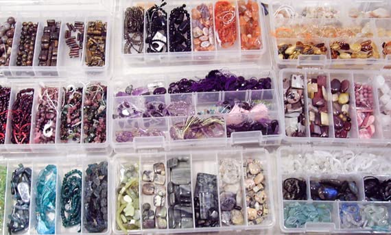 Juvielich 2PCS Clear Plastic Organizer Box, 24 Fixed Grids Storage Container Jewelry Box for Beads Art DIY Crafts Jewelry Fishing Tackles 7.56"x5.31"x0.87"(LxWxH)