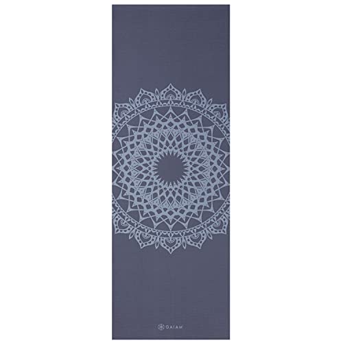 Gaiam Beginner's Yoga Starter Kit Set (Yoga Mat, Yoga Blocks, Yoga Strap) - Light 4mm Thick Printed Non-Slip Exercise Mat for Everyday Yoga - Includes 6ft Yoga Strap & 2 Yoga Bricks - Purple Marrakesh