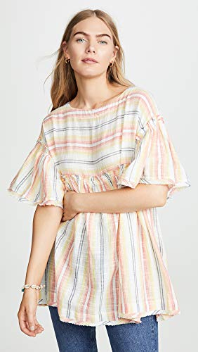 Free People Women's Summer Nights Dress, Sunray Combo, Yellow, Stripe, Medium