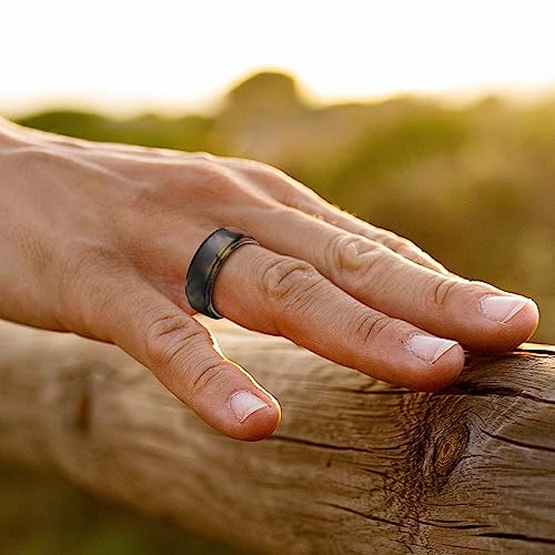 Truly Alpha Camo Mens Silicone Wedding Band - Pack of 2 | Green Camo Silicone Rings for Men | 6mm Silicone Ring Men | Flexible Silicone Wedding Band Men | Rubber Rings Men Size 13