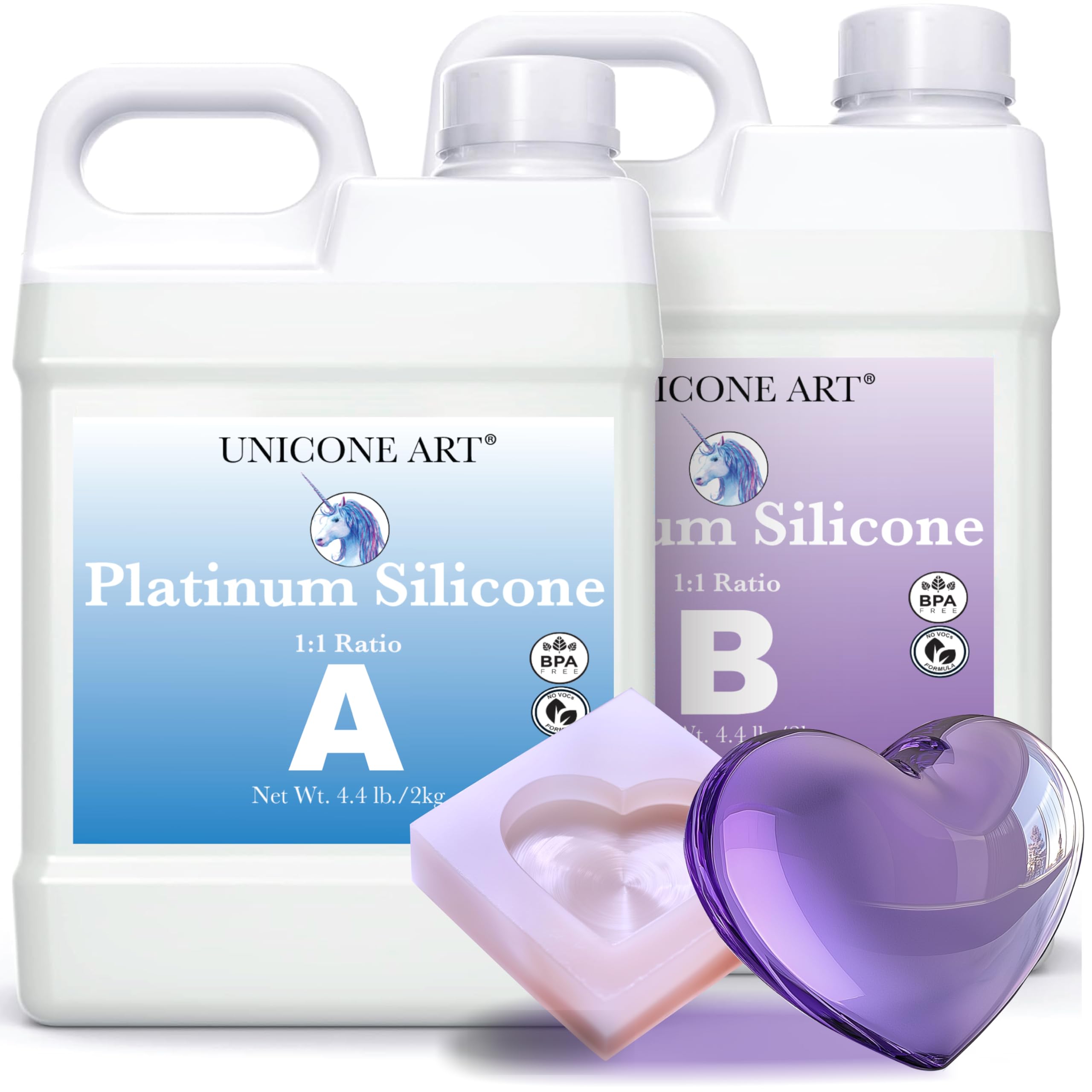 Unicone Art Liquid Silicone Mold Making Kit - 1:1 Ratio, Food Safe, Fast Cure Remeltable Silicone Rubber Mold Making Gift - Ideal for Resin Epoxy Casting, Plaster Casting, Candle Making 8.8lbs