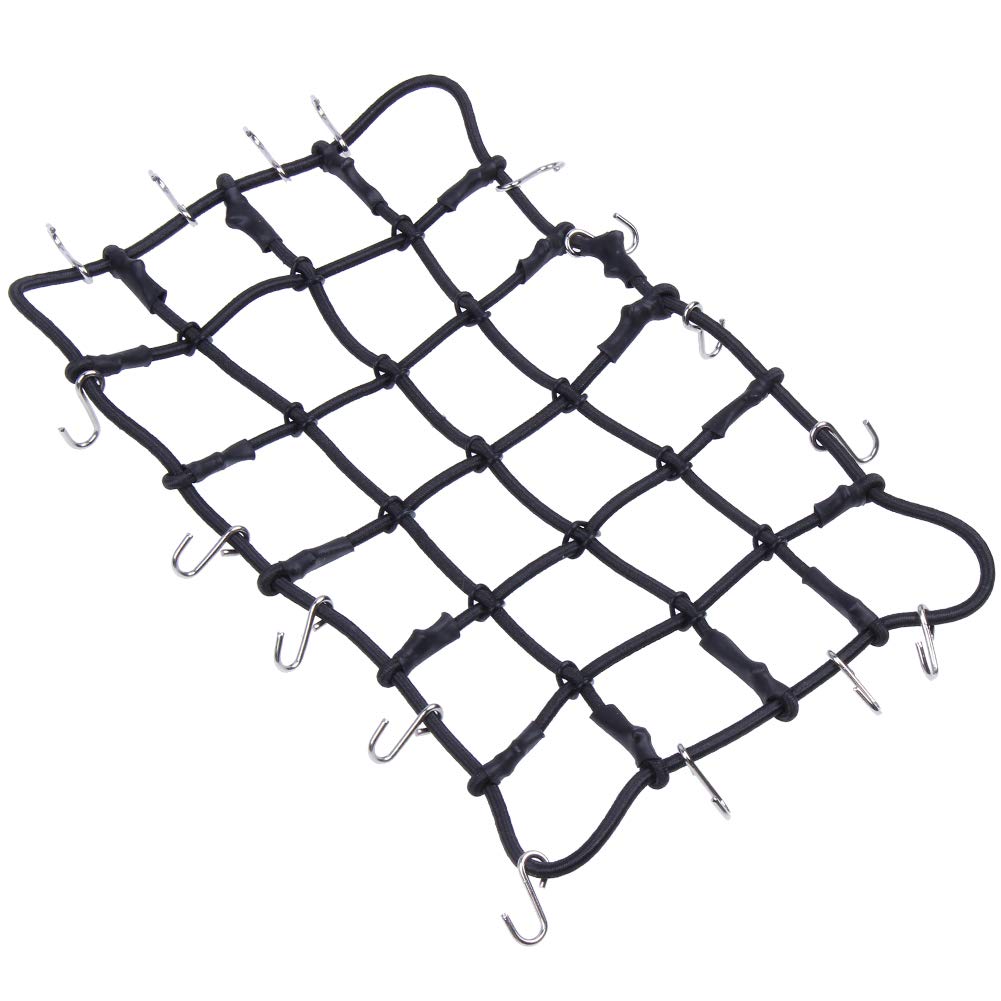 HobbyPark 1/10 RC Rock Crawler Elastic Luggage Net for Traxxas TRX-4 Trx4 Axial SCX10 90046 Tamiya CC01 RC4WD D90 D110 Scale Car Accessories (Black)