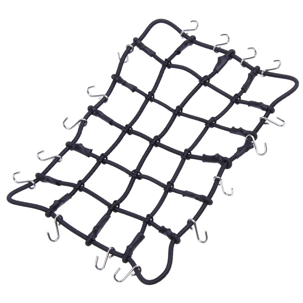HobbyPark 1/10 RC Rock Crawler Elastic Luggage Net for Traxxas TRX-4 Trx4 Axial SCX10 90046 Tamiya CC01 RC4WD D90 D110 Scale Car Accessories (Black)
