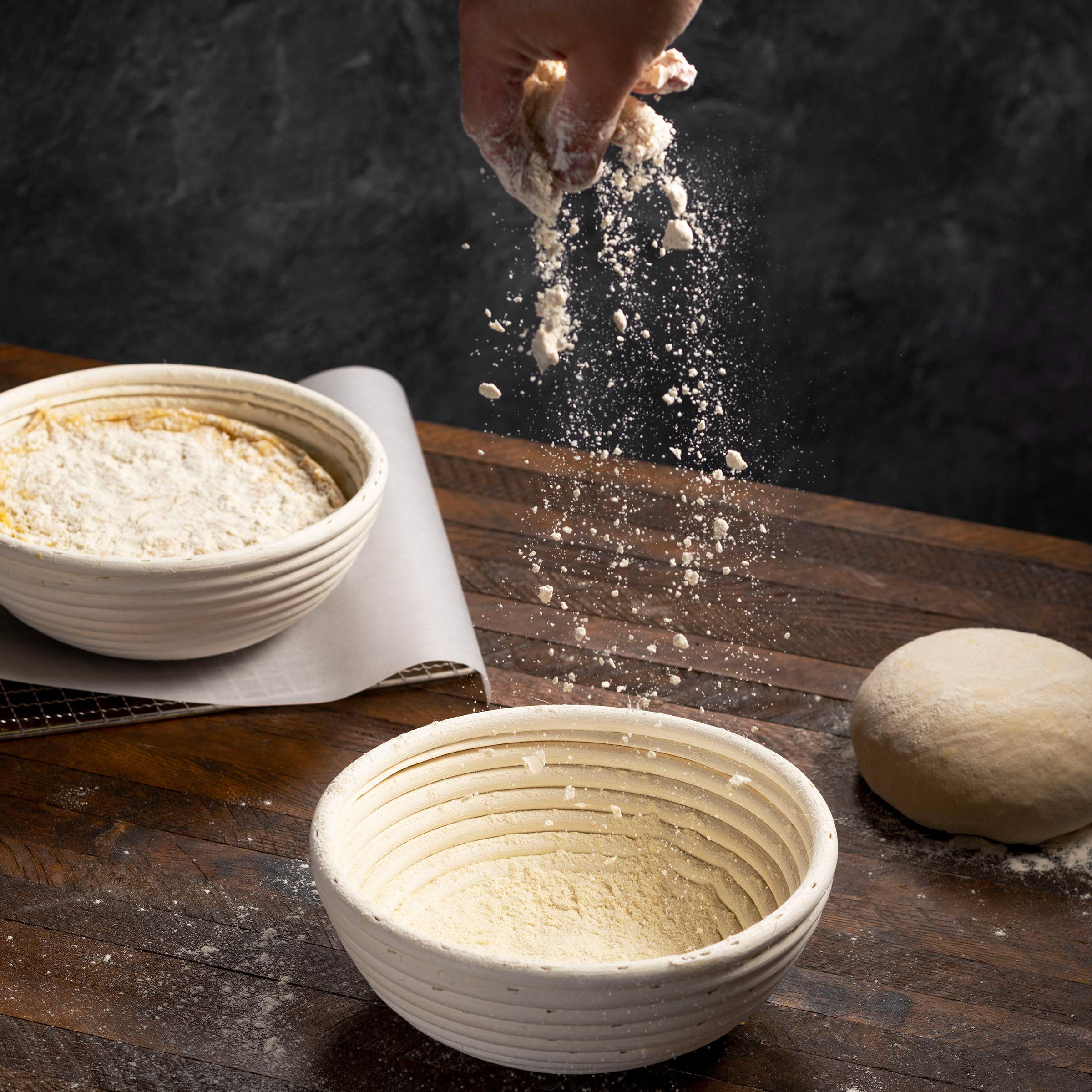 Bread Banneton Proofing Basket [Set of 2] Oval 10x6 Inch Sourdough Rising Baskets with Liner
