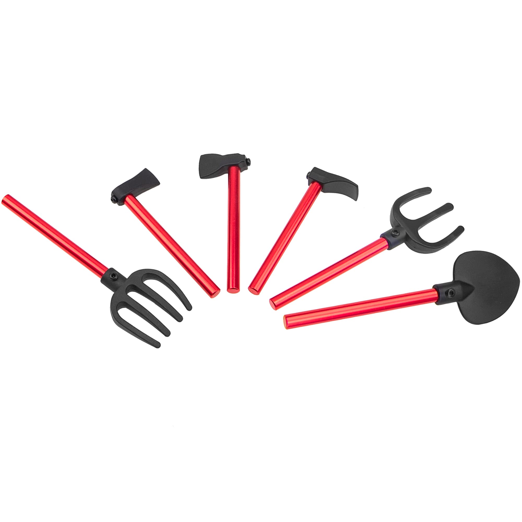 HIRCQOO 1/10 RC Simulation Metal Shovel Hoe Fork Axe Decor Decoration Accessories Compatible with Traxxas TRX-4 Tamiya CC01 Axial SCX10 94006 D90 Redcat HSP 1/10 RC Crawler (Red)