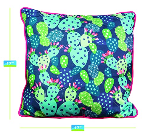 Sun-Ray 214009 Seat Cushion with Flame Retardant Filling, Green/Pink