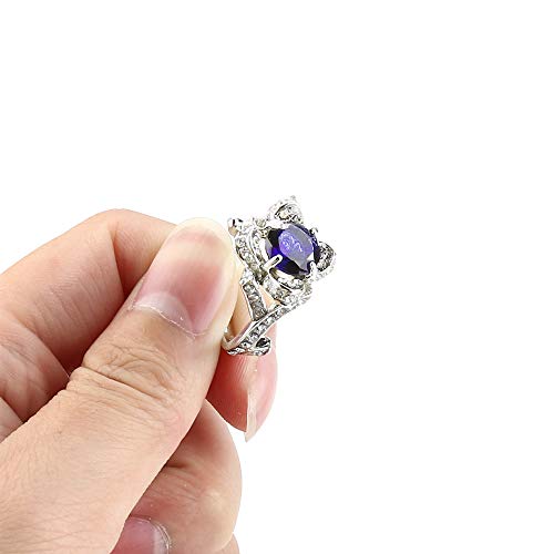 MILIMIEYIK Handmade Jewelry, Oval Cut Amethyst Topaz Silver Ladie's Ring Vintage White Diamond Engagement Wedding Band