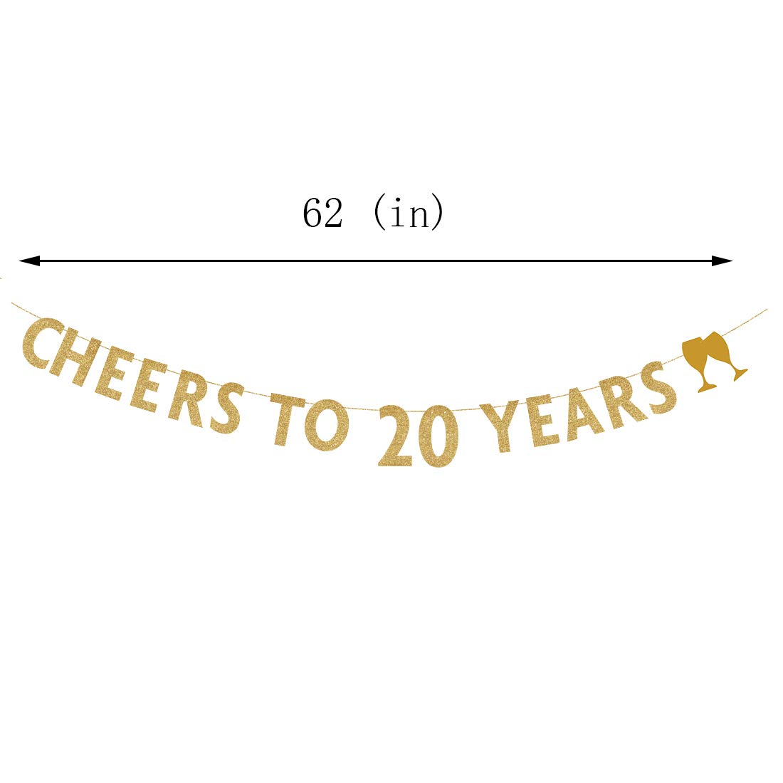 MAGJUCHE Gold glitter Cheers to 20 years banner,20th birthday party decorations