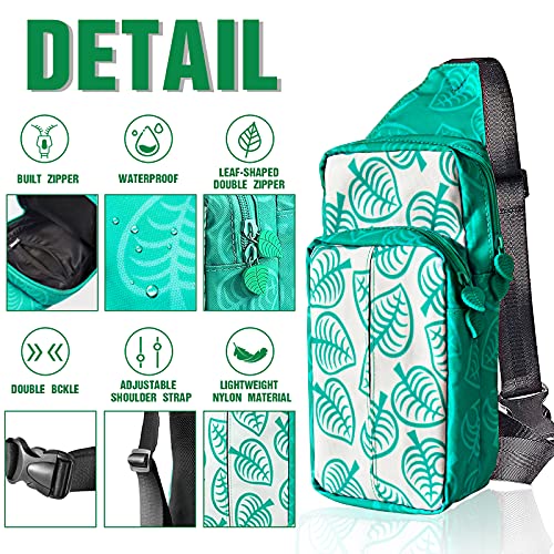 INFURIDER Portable Travel Carrying Case for Nintendo Switch,Fashion Leaf Design Shoulder Bag Storage Backpack Case for Switch/Switch Lite, Games Holder Case and Cell Phone