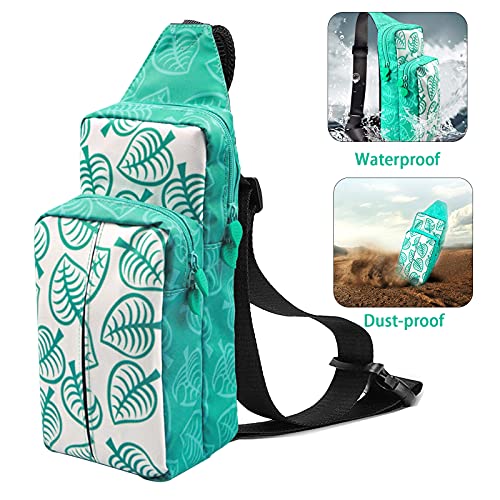 INFURIDER Portable Travel Carrying Case for Nintendo Switch,Fashion Leaf Design Shoulder Bag Storage Backpack Case for Switch/Switch Lite, Games Holder Case and Cell Phone