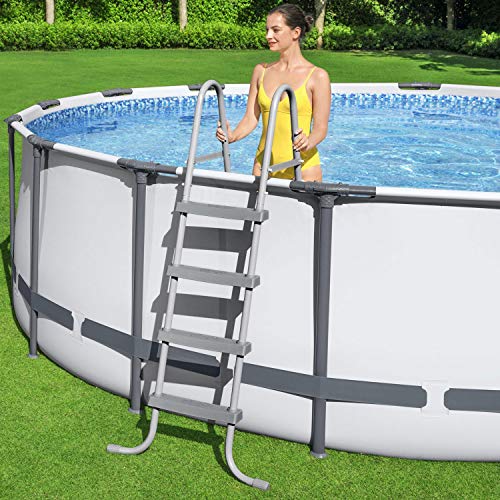Bestway Steel Pro MAX 14 Foot x 48 Inch Round Metal Frame Above Ground Outdoor Swimming Pool Set with 1,000 Filter Pump, Ladder, and Cover……