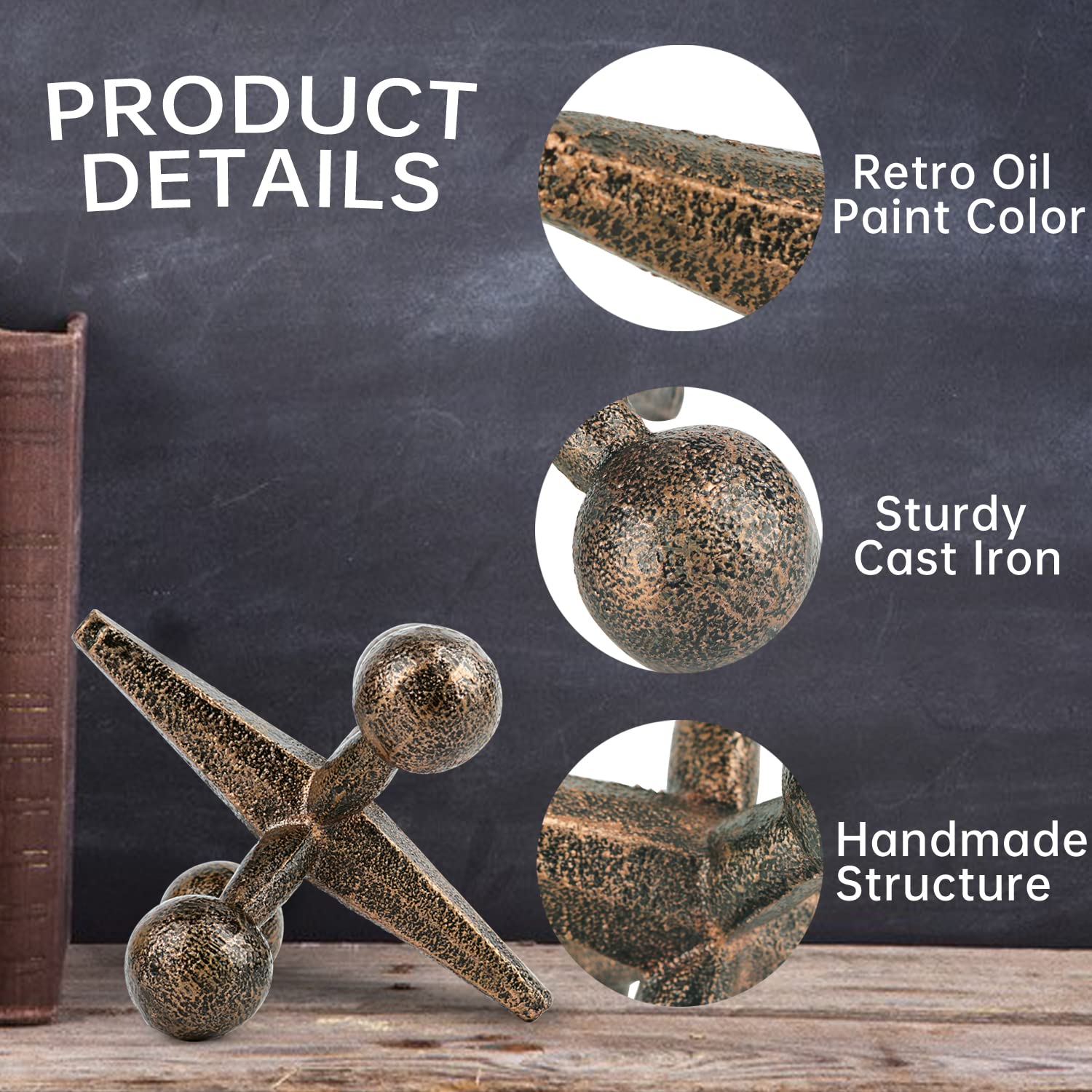 Tfro & Cile Cast Iron Jack Decor Metal Home Decoration Decorative Gold Shelf Bookend Doorstop Sculpture Rust Painted Paperweight