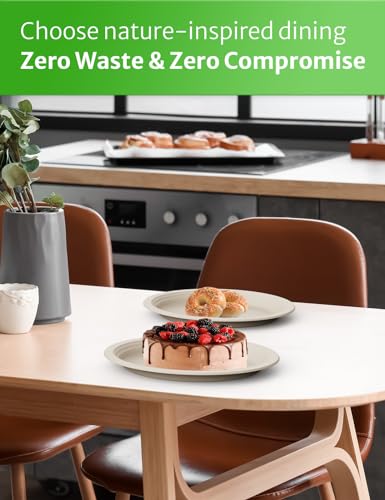 Teoox 100% Compostable Oval Plates Biodegradable Plates, BPI-Certified Eco Paper Plates, Bagasse Platter Plates, Recyclable Paper Plates, Sugarcane Plates (12.5 Inch - 40 Count)