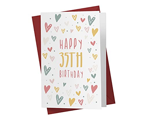 35th Birthday Card for Him Her - 35th Anniversary Card for Dad Mom - 35 Years Old Birthday Card for Brother Sister Friend - Happy 35th Birthday Card for Men Women | Karto ā Heart Doodles