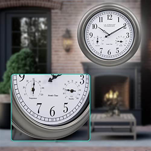 La Crosse Technology 404-00237-INT 18" Atomic Outdoor Clock with Thermometer & Hygrometer