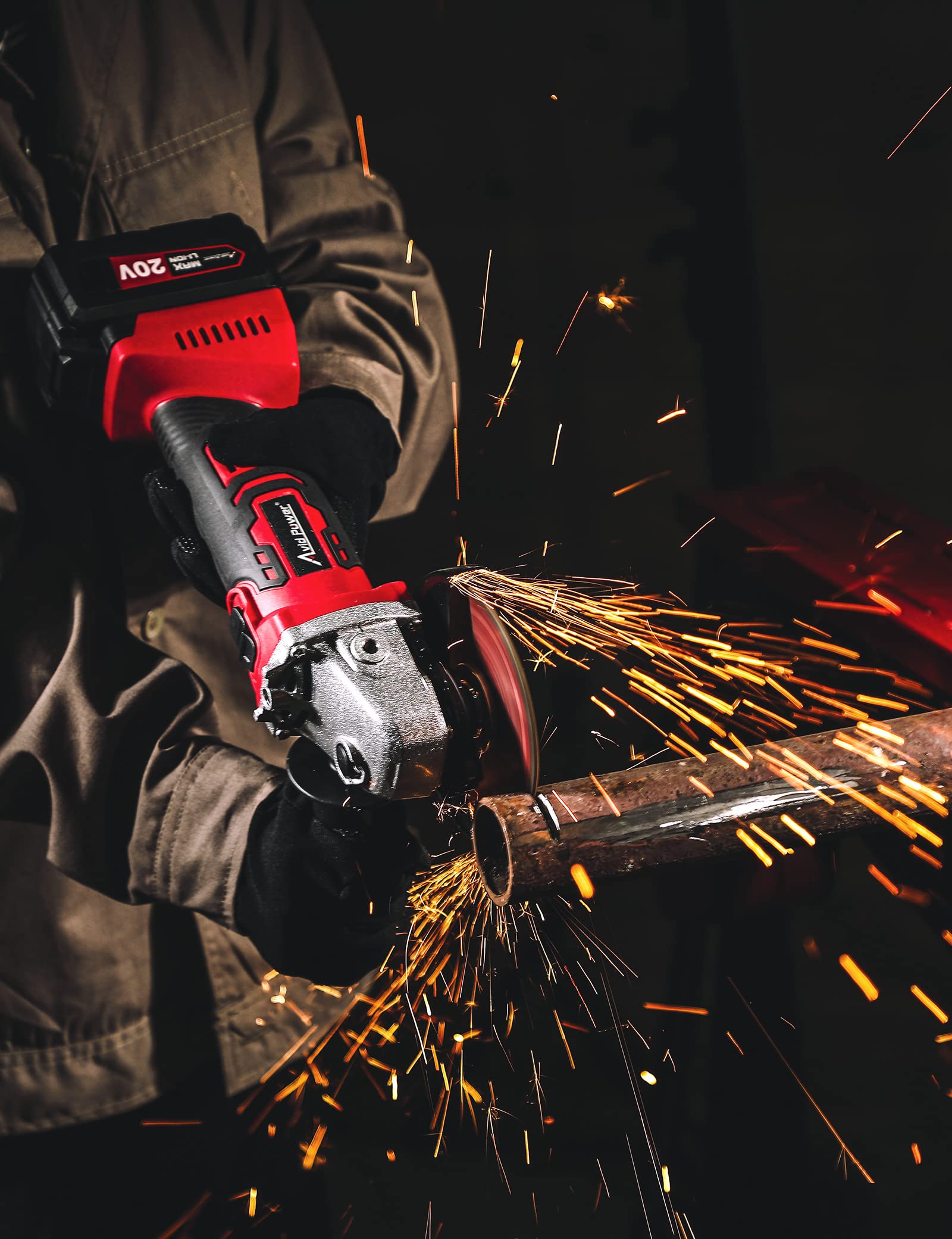 AVID POWER 20V Cordless Angle Grinder w/4.0A Battery & Fast Charger Bundle with 20V Cordless Impact Wrench w/Max Torque 330 ft lbs (450N.m)