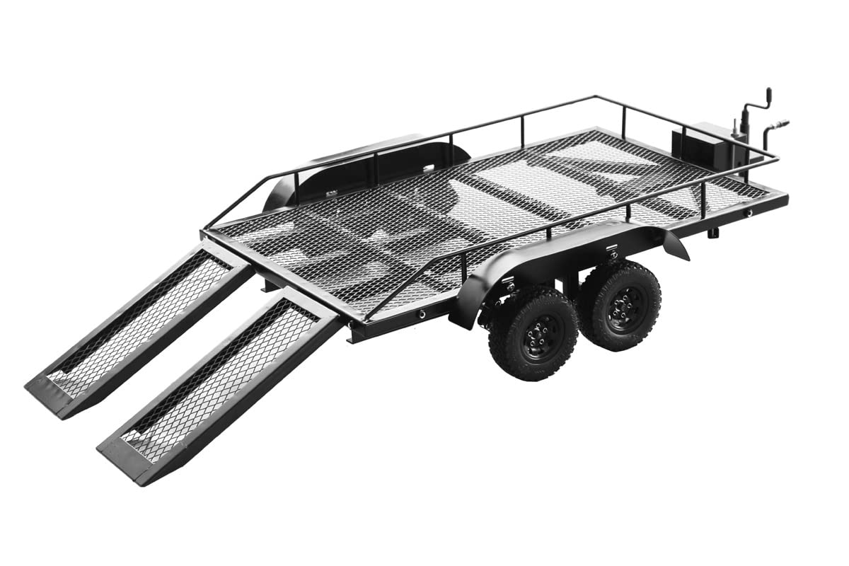 Powerhobby Trailer w LED Lights Heavy-Duty Cargo Carrier Metal Kit for 1/10 Rock Crawler HSP Redcat RC4WD Tamiya Axial SCX10 D90 HPI RC Crawler Car DIY