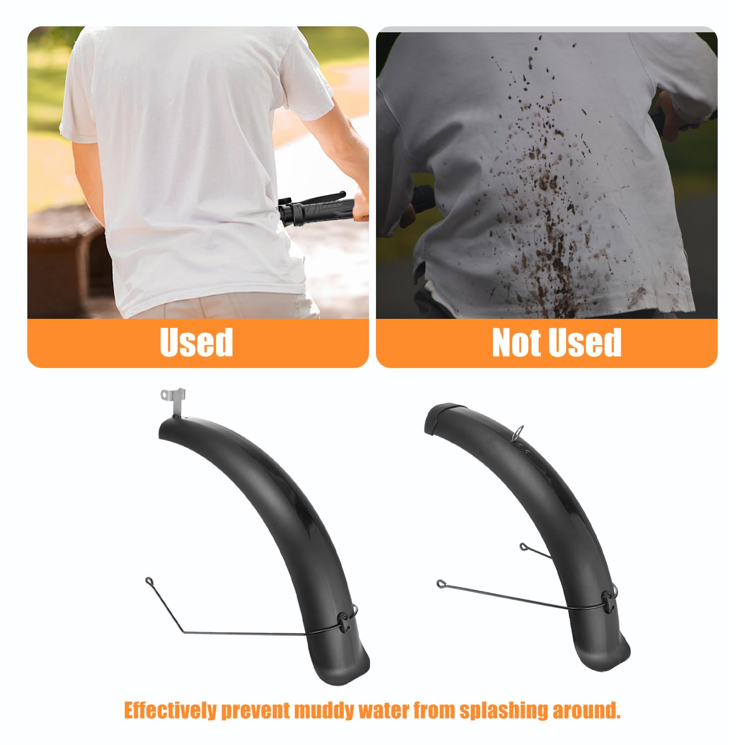 CYCROWN Electric Bike Fender for CycKnight, 4.3" Width PP Front and Rear Tires Bicycle Mud Guards, Fat Tire Mountain Bike Mudguards for Foldable Ebike