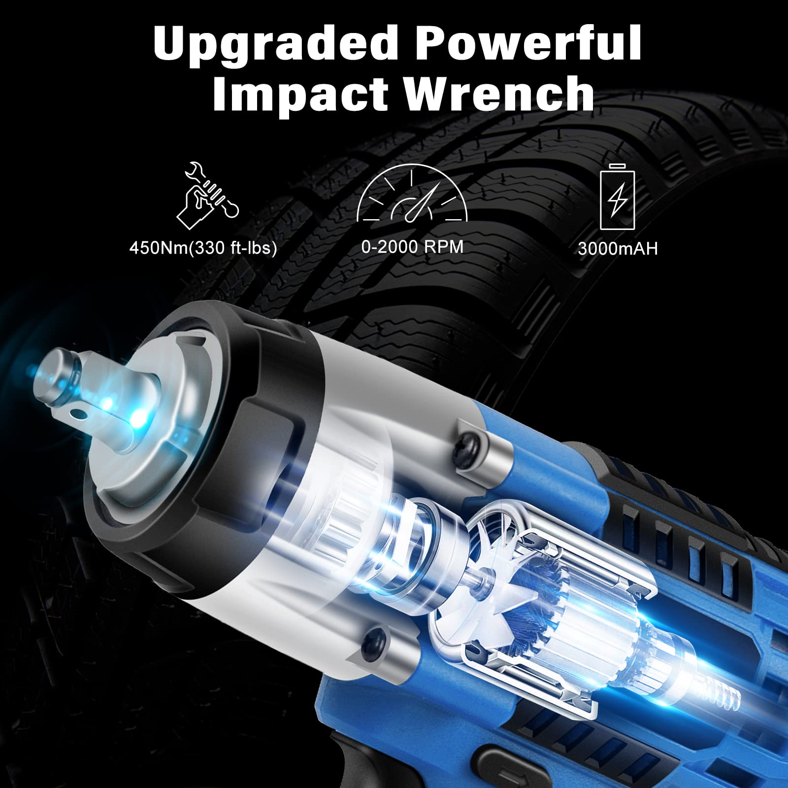 AVID POWER 20V Cordless Angle Grinder w/4.0A Battery & Fast Charger Bundle with 20V Cordless Impact Wrench w/Max Torque 330 ft lbs (450N.m)