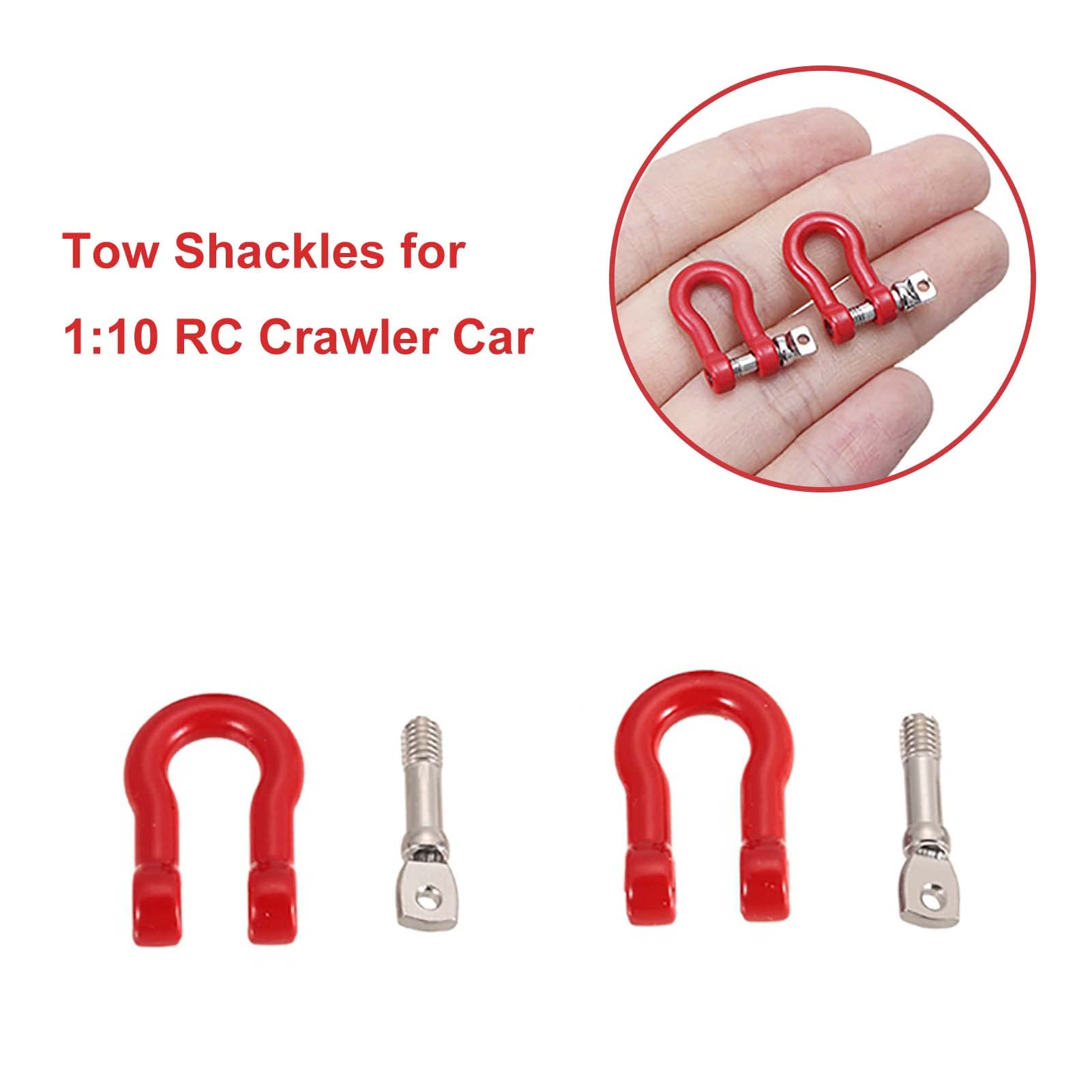 LAFEINA 1:10 Tow Shackle RC Accessory for 1/10 RC Rock Crawler SCX10 Tamiya CC01 D90 D110 RC Car Truck Parts (Red)