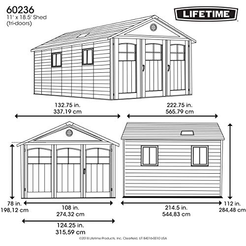 Lifetime 60236 11 x 18.5 Ft. Outdoor Storage Shed, 11 x 18.5, Desert Sand