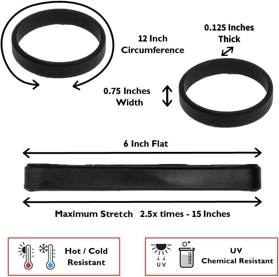 GRIFITI Elastic Band Joes 6" X 0.75" 12 Inch Circumference 3.8" Diameter Silicone Rubber Bands Assorted 20 Pack Long Lasting, Cooking Grade, Folders, Hot, Cold Uv Weather Resistant Heavy Duty Strong Big Rubberbands