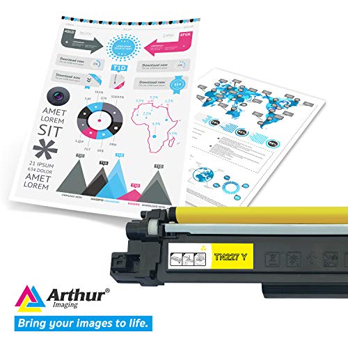 Arthur Imaging with CHIP Compatible Toner Cartridge Replacement for Brother Tn227 (Yellow, 1 Pack) (TN227Y)