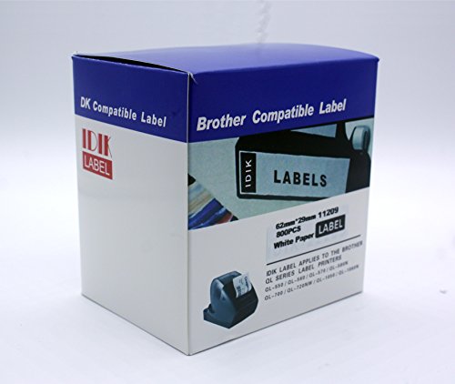IDIK Replacement Labels Compatible with Brother DK-1209 Small Address Labels 29mm x 62mm x 800pcs/roll Die-Cut Paper Labels, Packed in Individual Printed Retail Box with Permanent Cartridge