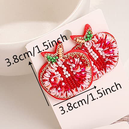 Beaded Teach Statement Earrings Seed Pencil Apple Rainbow Dangle Drop Earrings Teacher Appreciation Gifts Back To School Jewelry-apple
