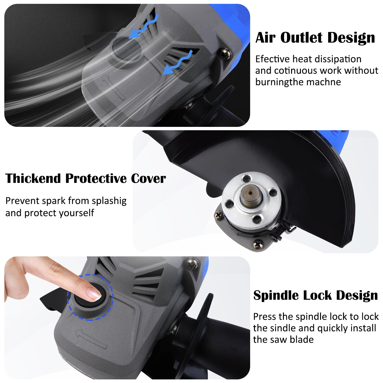 4-1/2 Inch Cordless Angle Grinder, 21V Brushless Angle Grinder Tool Kit with 6.0Ah Lithium-Ion Battery & Charger, 10000 RPM Mini Angle Grinder Cordless for Cutting, Grinding, Polishing
