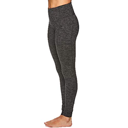 Gaiam Women's Om High Rise Waist Yoga Pants - Performance Spandex Compression Leggings - Hi Rise Relax Charcoal Heather, X-Small