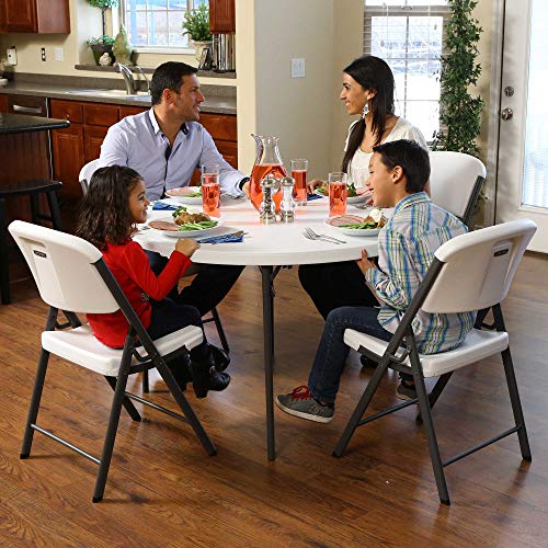 Lifetime 80886 48-Inch Round Fold-in-Half, 2 Pack, Light Commercial, White Granite Table