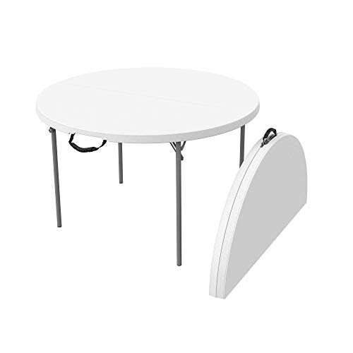 Lifetime 80886 48-Inch Round Fold-in-Half, 2 Pack, Light Commercial, White Granite Table