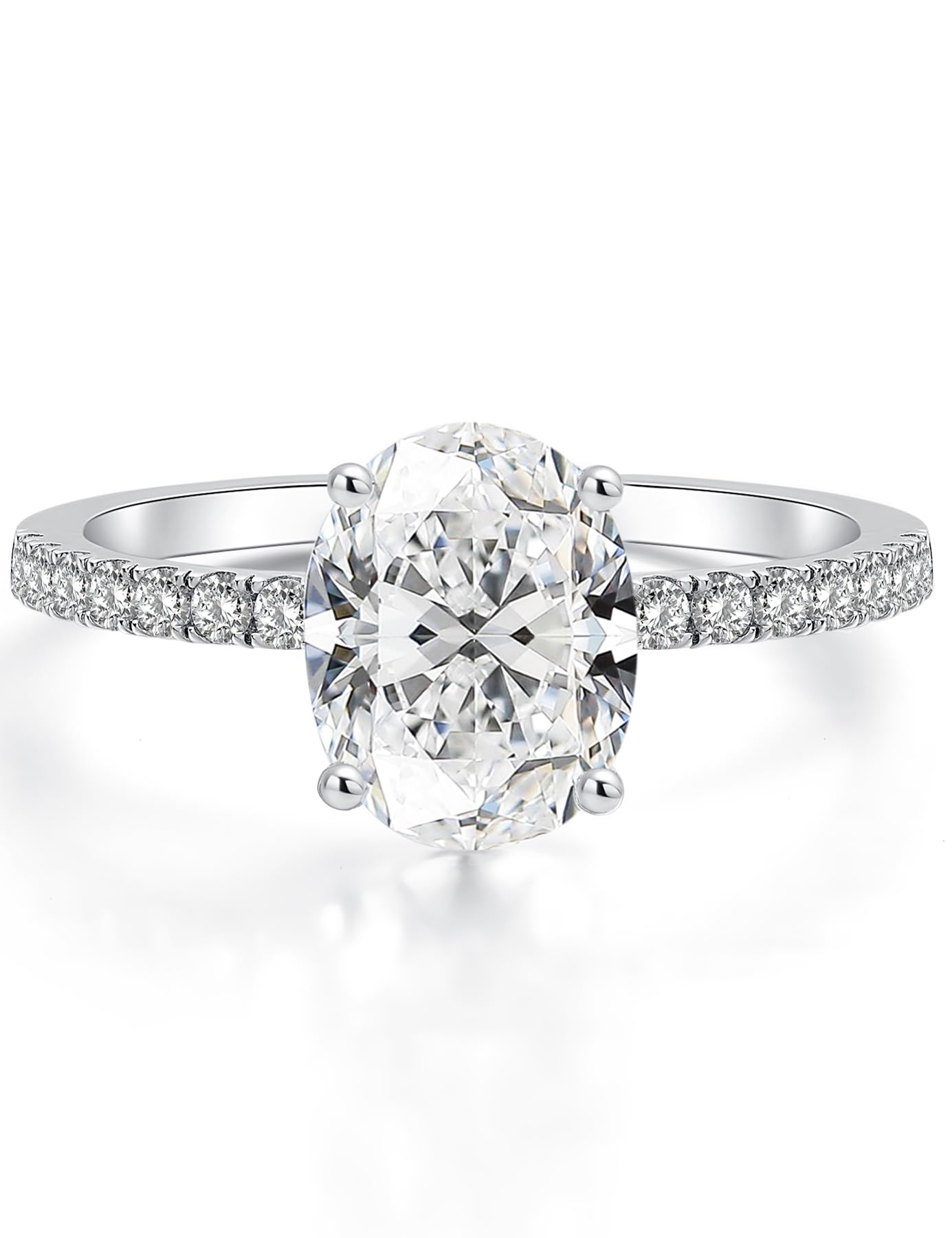 Oivley 2CT Oval Engagement Rings for Women Sterling Silver Rings with 18K White Gold Plated Cubic Zirconia Wedding Rings for Women Promise Rings for Her-60