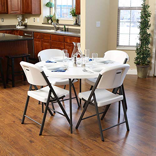 Lifetime 80886 48-Inch Round Fold-in-Half, 2 Pack, Light Commercial, White Granite Table