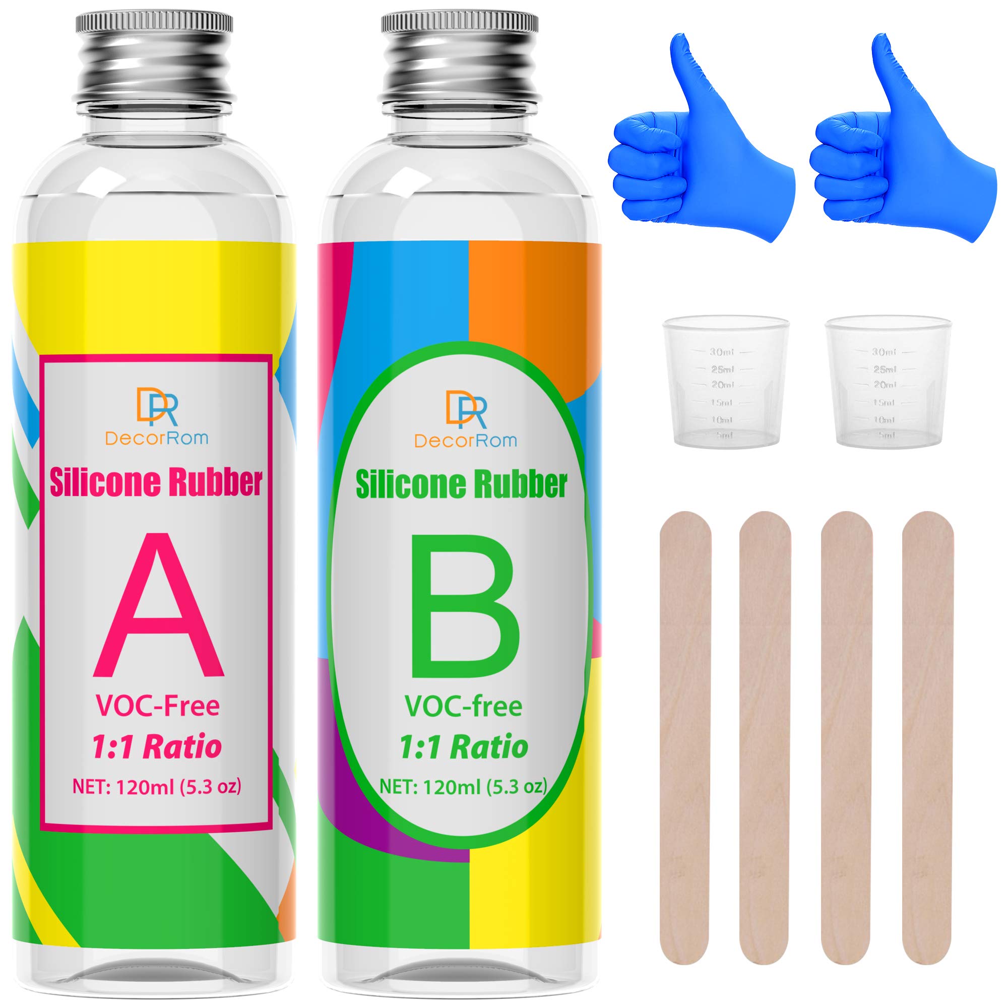 Silicone Mold Making Kit - Liquid Translucent Silicone Rubber for Silicone Molds Making, DIY Epoxy Resin Mold - Easy 1:1 Mixing Ratio Silicone for Casting, Jewelry Making, Manual, Craft(10.6oz/240ml)