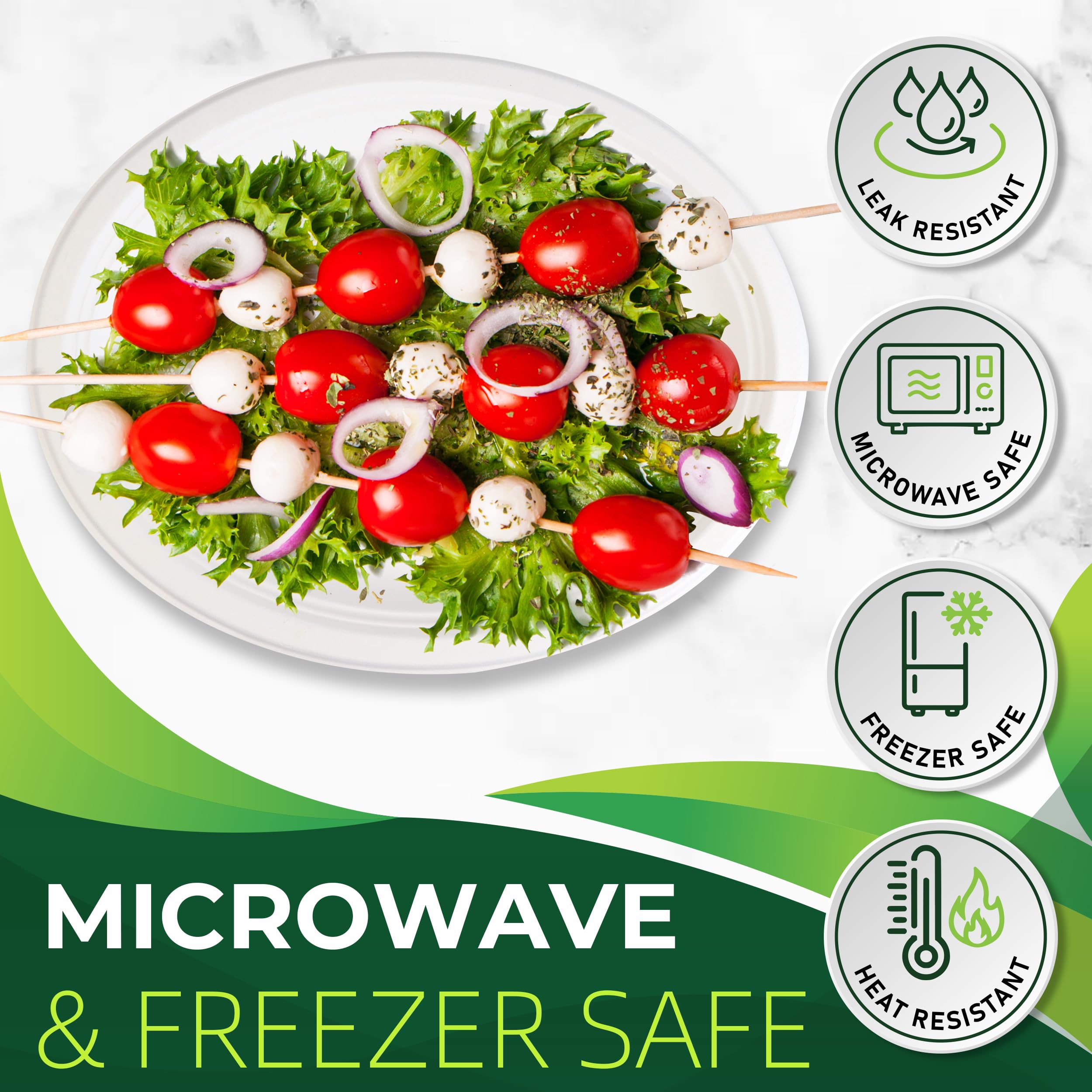 BIRCHIO 100PCS 100% Compostable White Oval Paper Plates(12in), Heavy Duty Disposable Plates, Eco-Friendly Dinner Plates, Biodegradable Salad, Meal, Dessert Plates, Perfect for Parties, Picnic, BBQ