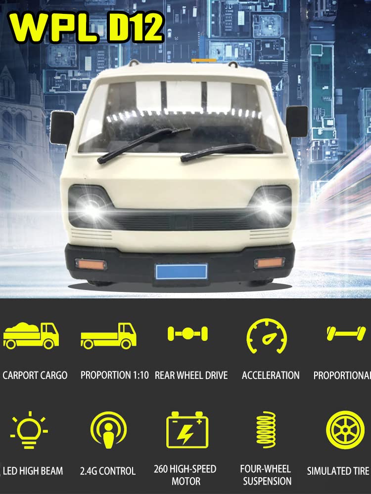 The perseids Remote Control Car WPL D12 RTR RC Rock Crawler, 1/10 Full Scale RC Drift Cars 2.4Ghz Offroad Pickup Trucks All Terrain Car RC Racing Climbing Vehicle Silver