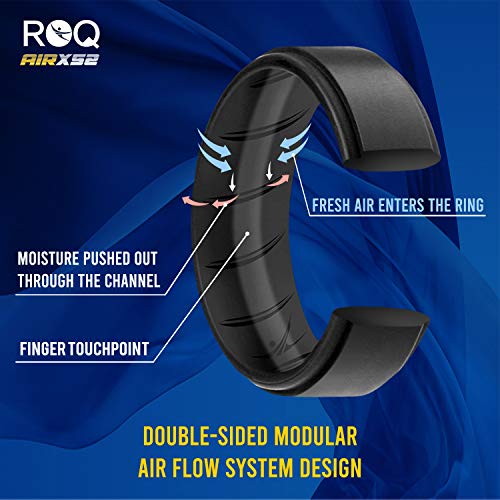 ROQSilicone Wedding Ring for Men - Comfort Fit, Breathable, 8mm Wide - Black, Silver, Bronze, Size 1