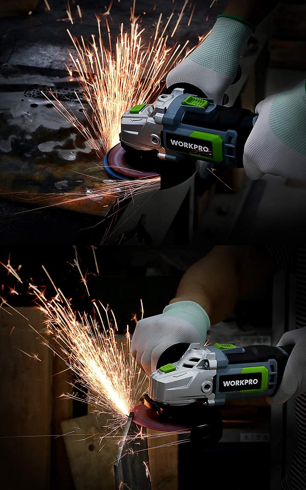 WORKPRO 20V Cordless Angle Grinder Kit, 4-1/2 Inch and WORKPRO 20-Pack Flap Discs, 4-1/2-inch, Arbor Size 7/8-inch