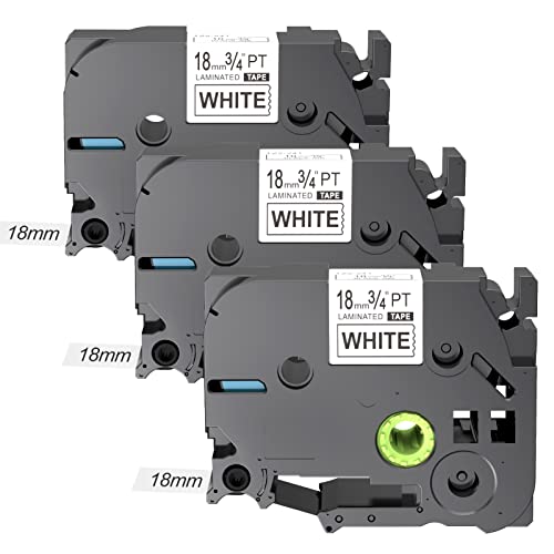 HOCALORT Label Tape Compatible with Brother Ptouch Label Maker Refills Tze241, Tz Tape 18mm Black on White Replacement for Brother P Touch Labeler Tape Use for Brother PT-D400AD PT-D600, 3-Pack